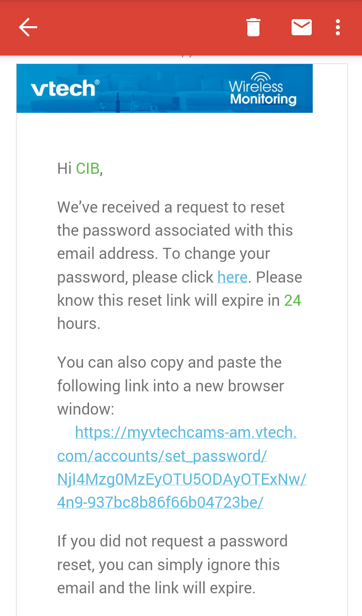 I forgot the password of my MyVTech Cams account. How to reset my ...
