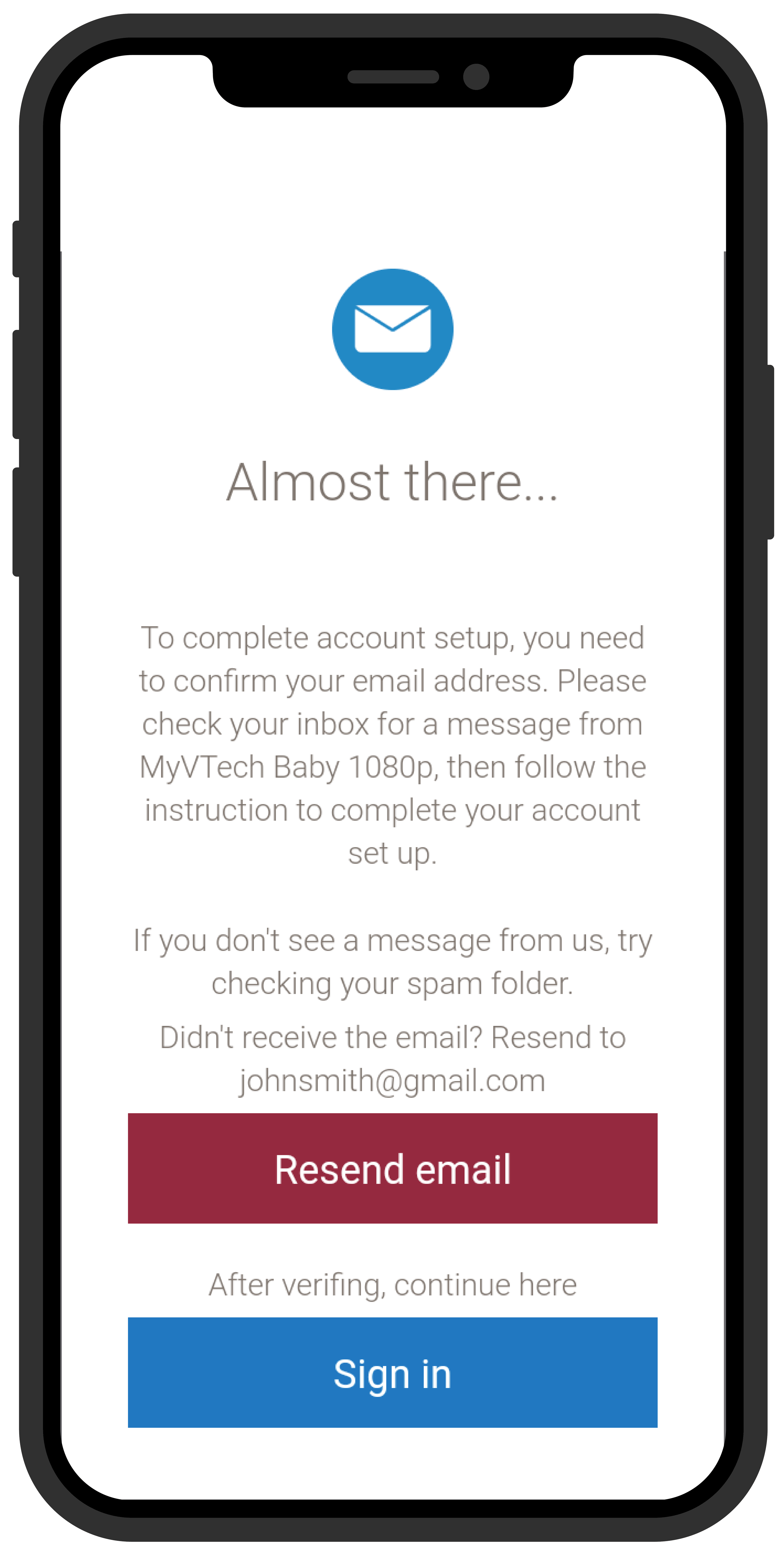 Create account for using MyVTech Baby 1080p app - RM5752 – VTech